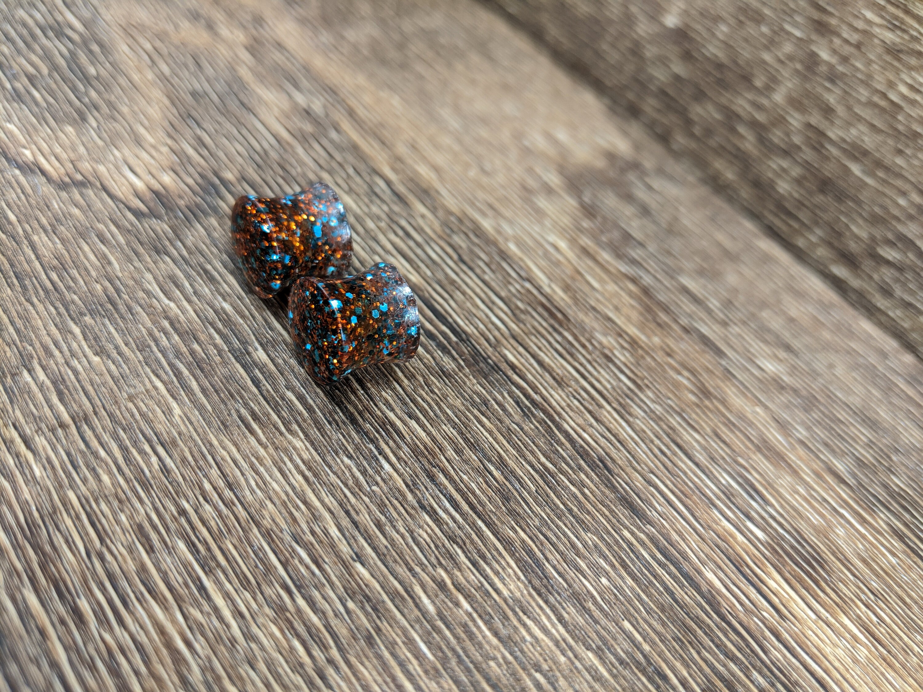 Teal Blue and Orange Glitter Plugs, Glitter Plugs, Glitter Gauges ...