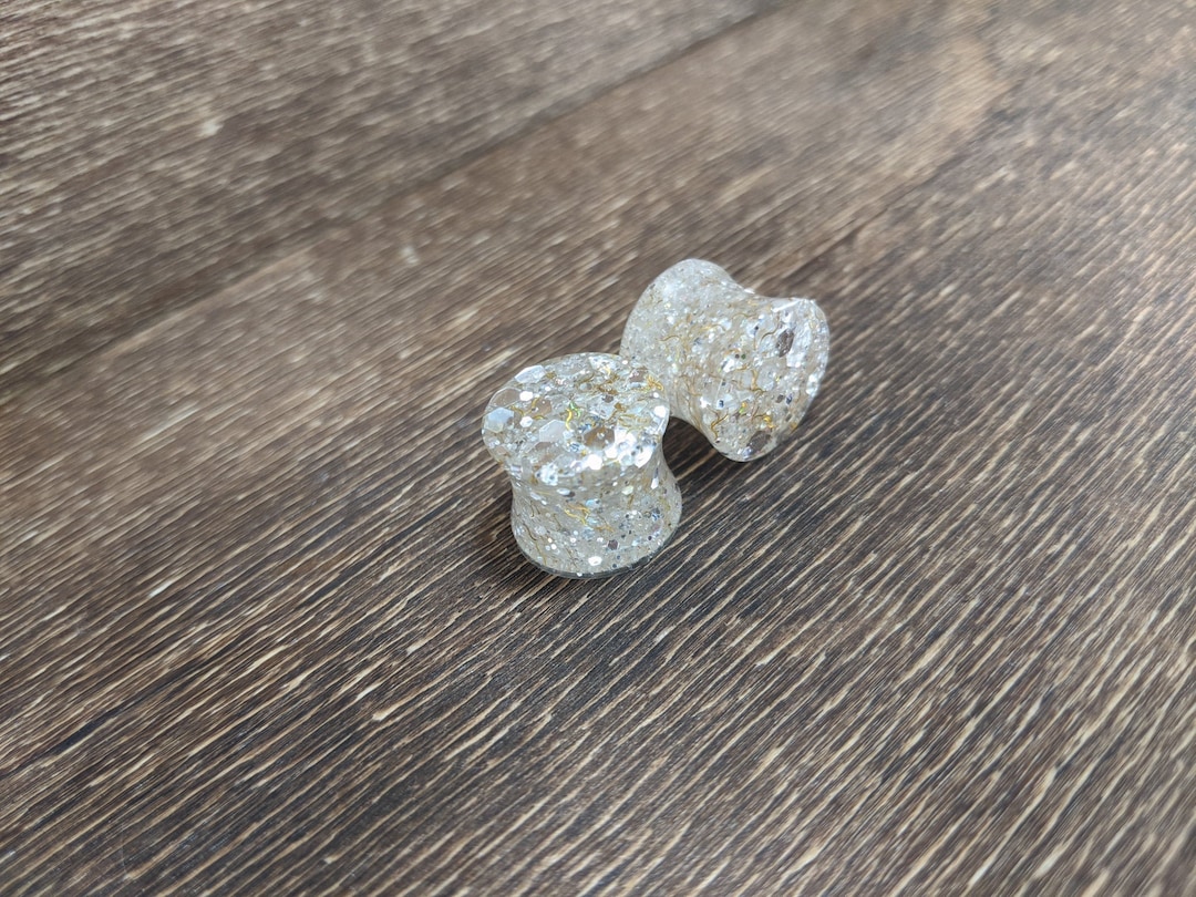 Wedding Round Plugs, Bridal Gauges, Double Flare Plugs, White Gold ...