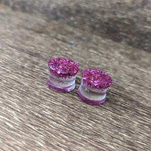 Hot Pink Glass Glitter Plugs Pink Glitter Plugs Glitter - Etsy