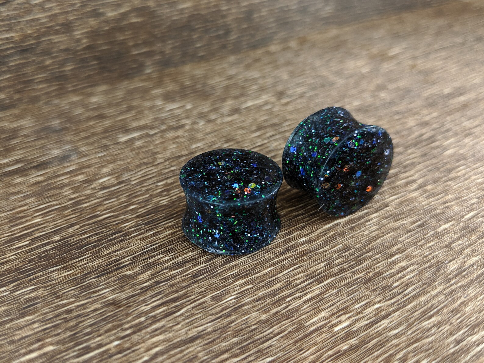 Galaxy Plugs Space Plugs Black Glitter Gauges Double Flare | Etsy