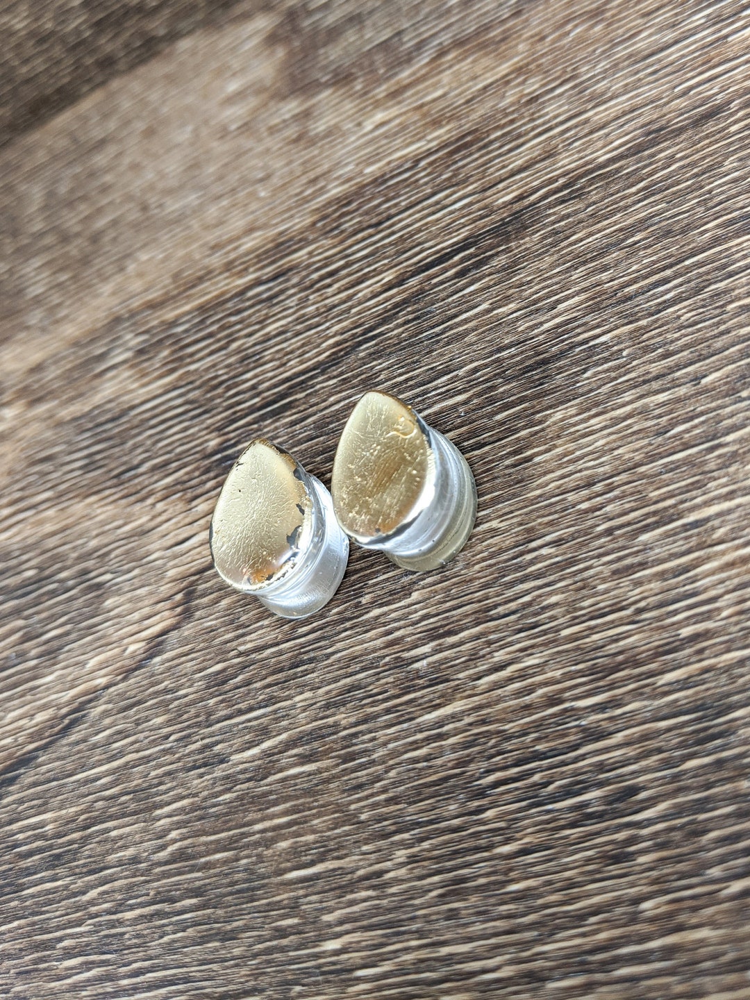 Metallic Gold Leaf Teardrop Plugs, Teardrop Gauges, Tear Drop, Double ...