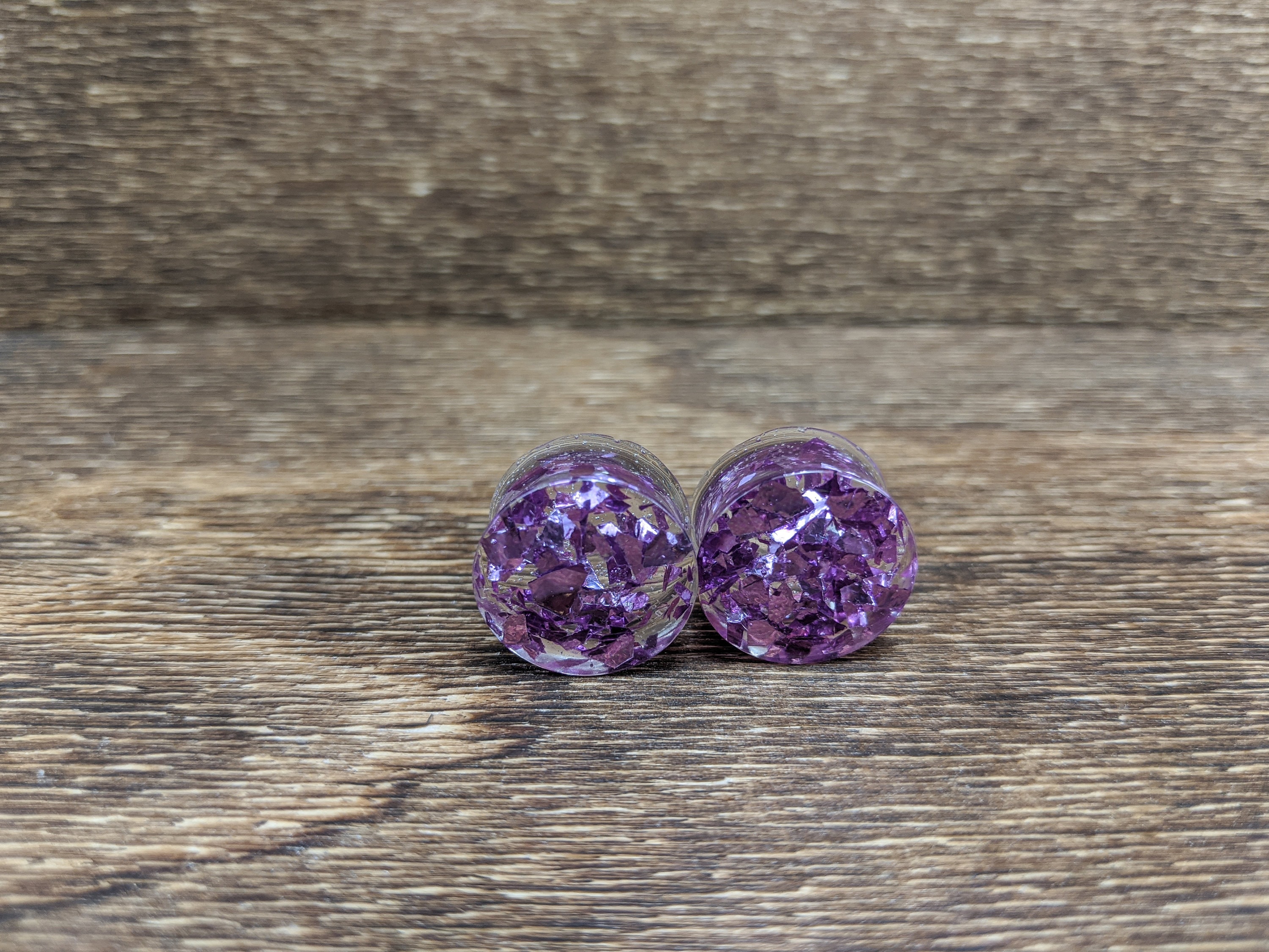 Purple Foil Glitter Round Plugs Purple Glitter Plugs Purple | Etsy