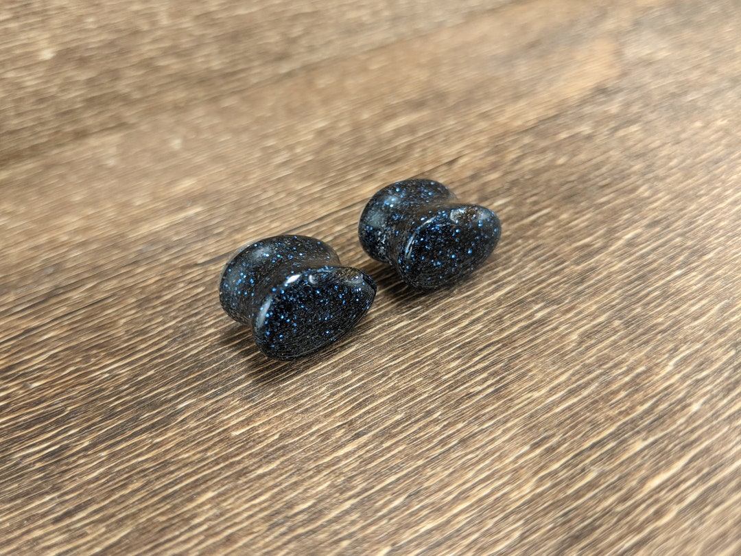 Navy Blue Fine Glitter Plugs, Teardrop Gauges, Dark Blue Plugs, Navy ...