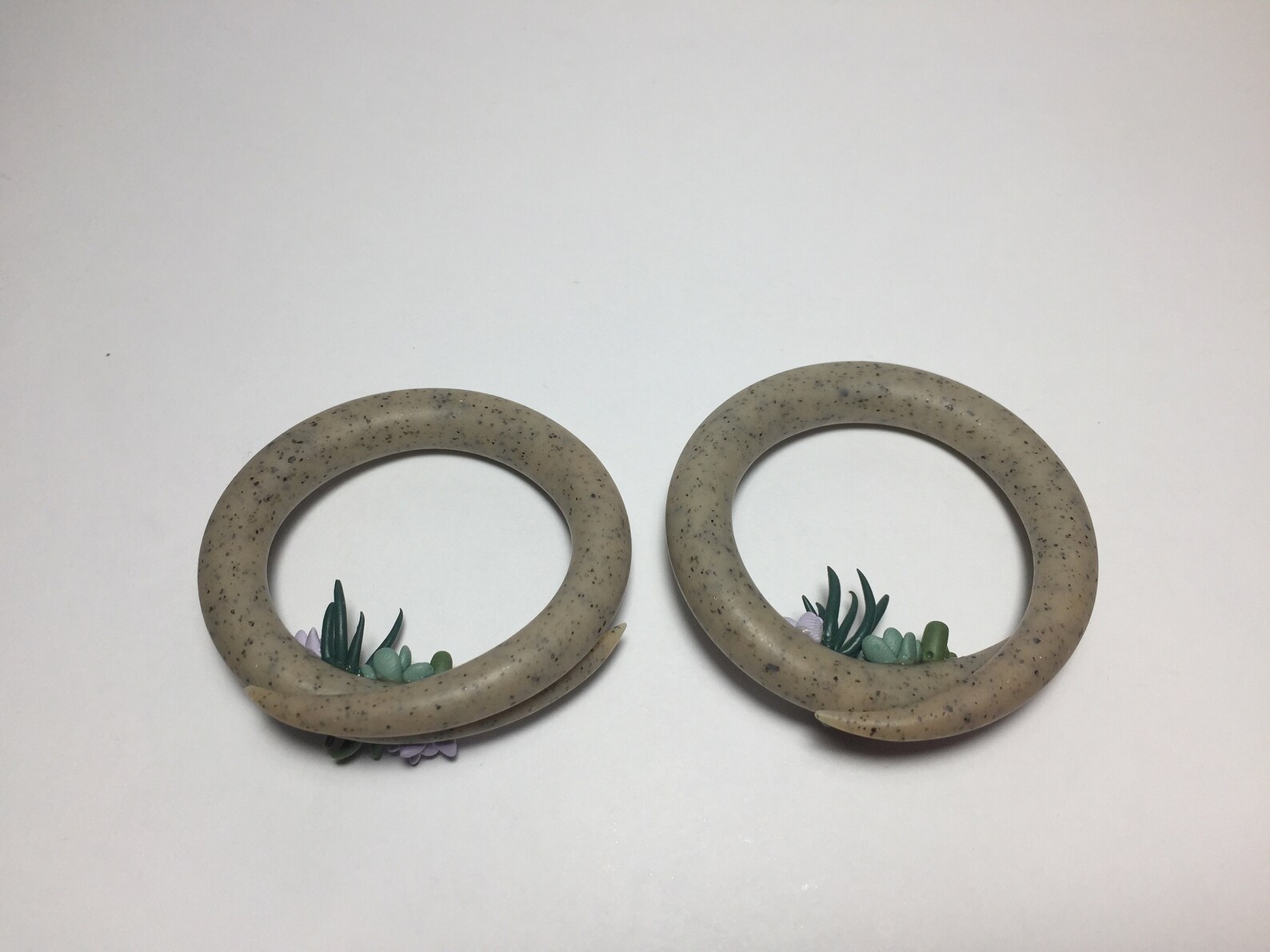 Granite and Succulent Gauged Hoop Earrings for Stretched Ears - Etsy