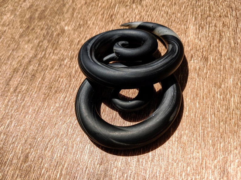 Black Granite Graphite Marbled Gauges, Handmade Clay Gauges, Gauged ...