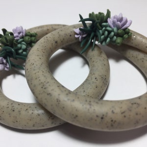 Granite and Succulent Gauged Hoop Earrings for Stretched Ears, Handmade ...