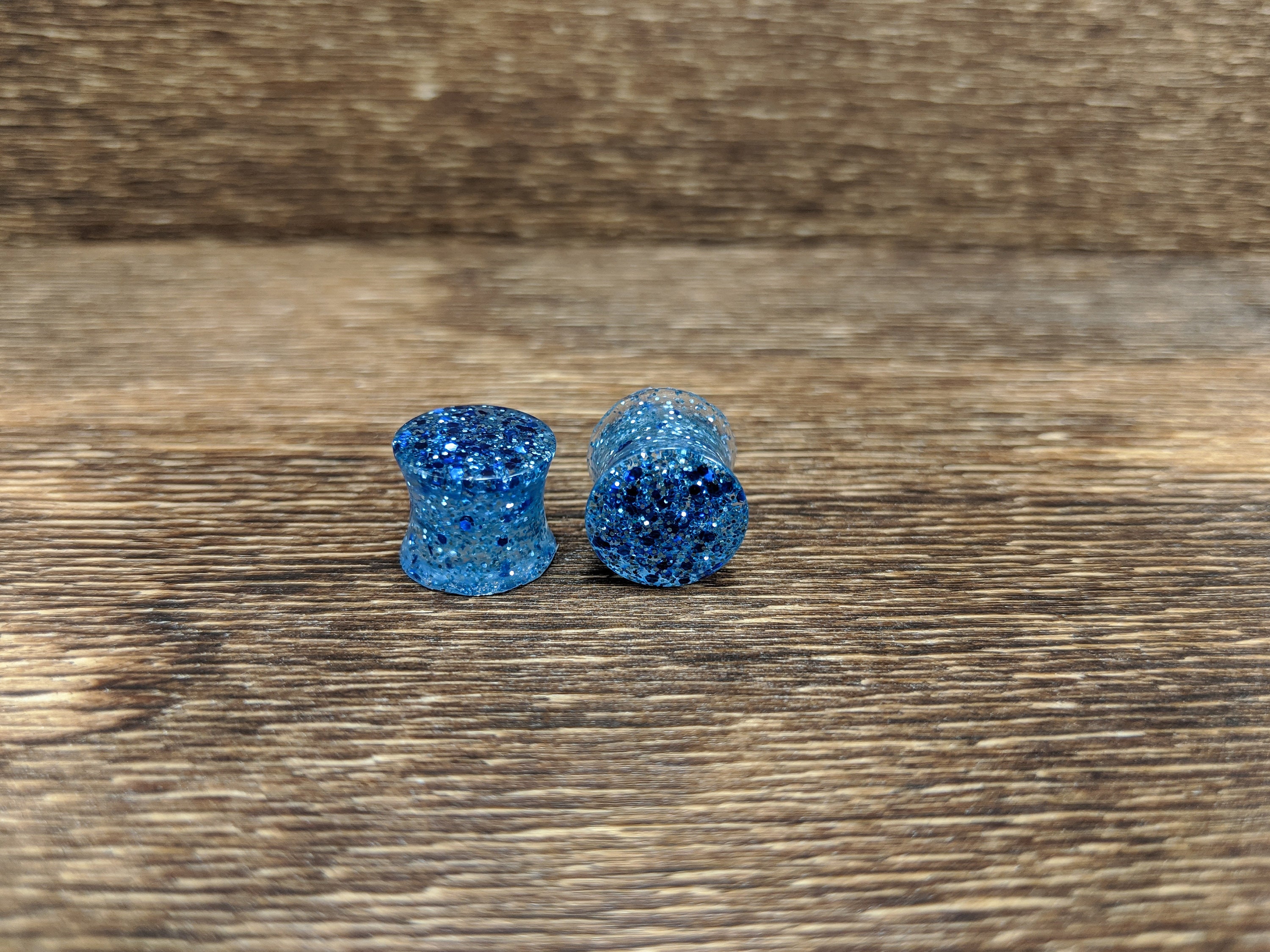 Blue Glitter Round Plugs Glitter Plugs Blue Gauges Double - Etsy