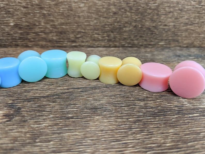 Pastel Rainbow Plug Set Six Color Plug Set Round Gauges - Etsy