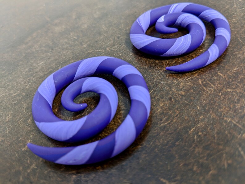 Purple Twist Striped Hoops Earrings for Gauged Ears, Monochromatic ...