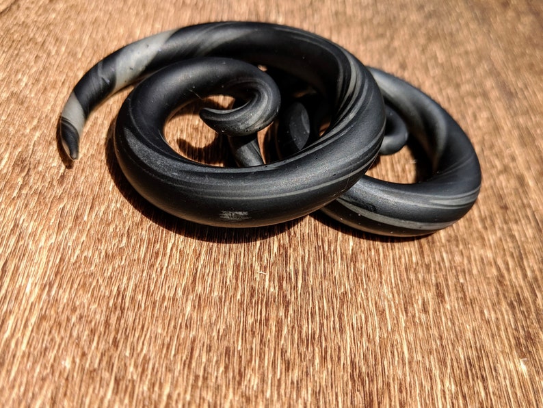 Black Granite Graphite Marbled Gauges, Handmade Clay Gauges, Gauged ...