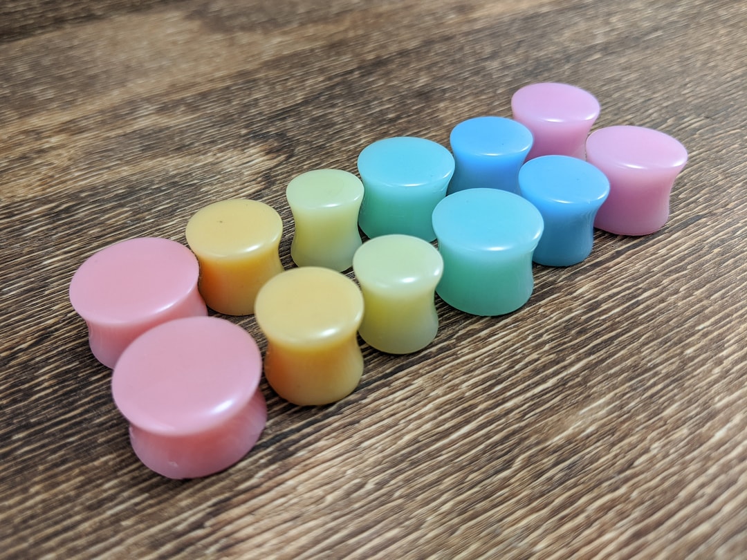 Pastel Rainbow Plug Set, Six Color Plug Set, Round Gauges, Double Flare ...