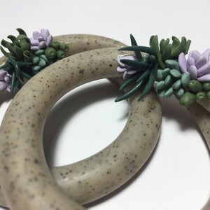 Granite and Succulent Gauged Hoop Earrings for Stretched Ears, Handmade ...