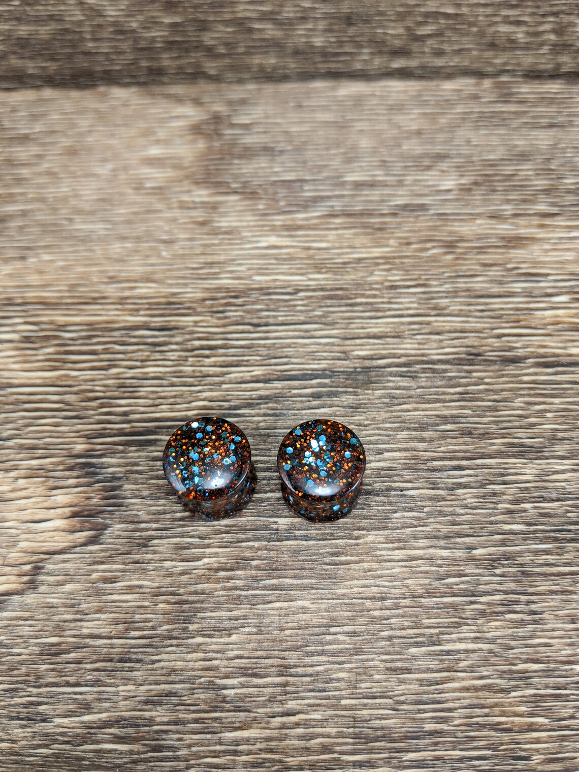 Teal Blue and Orange Glitter Plugs, Glitter Plugs, Glitter Gauges ...