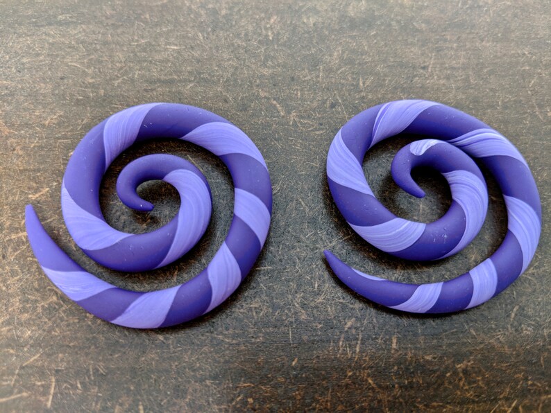 Purple Twist Striped Hoops Earrings for Gauged Ears, Monochromatic ...