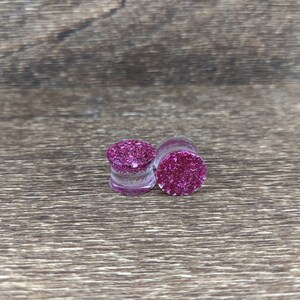 Hot Pink Glass Glitter Plugs Pink Glitter Plugs Glitter - Etsy