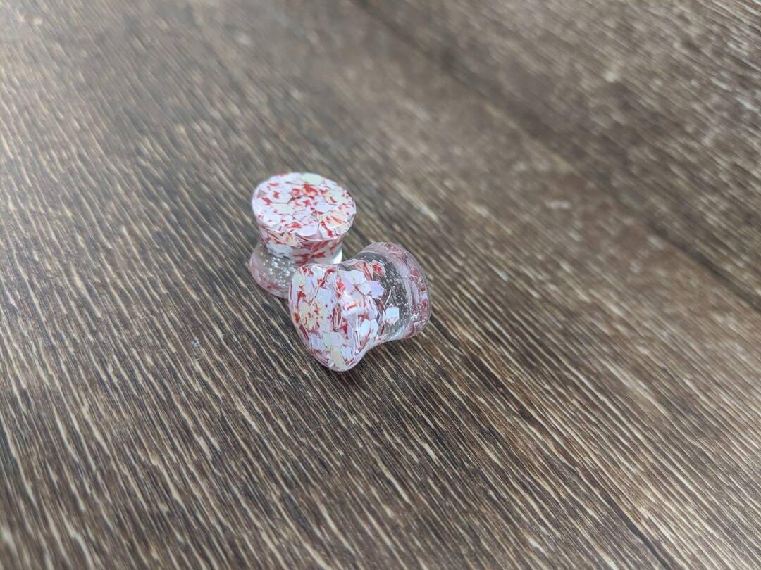 Blood Red Splatter Plugs, Round Gauges, Double Flare Plugs, Blood ...