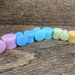 Pastel Rainbow Plug Set, Six Color Plug Set, Round Gauges, Double Flare ...