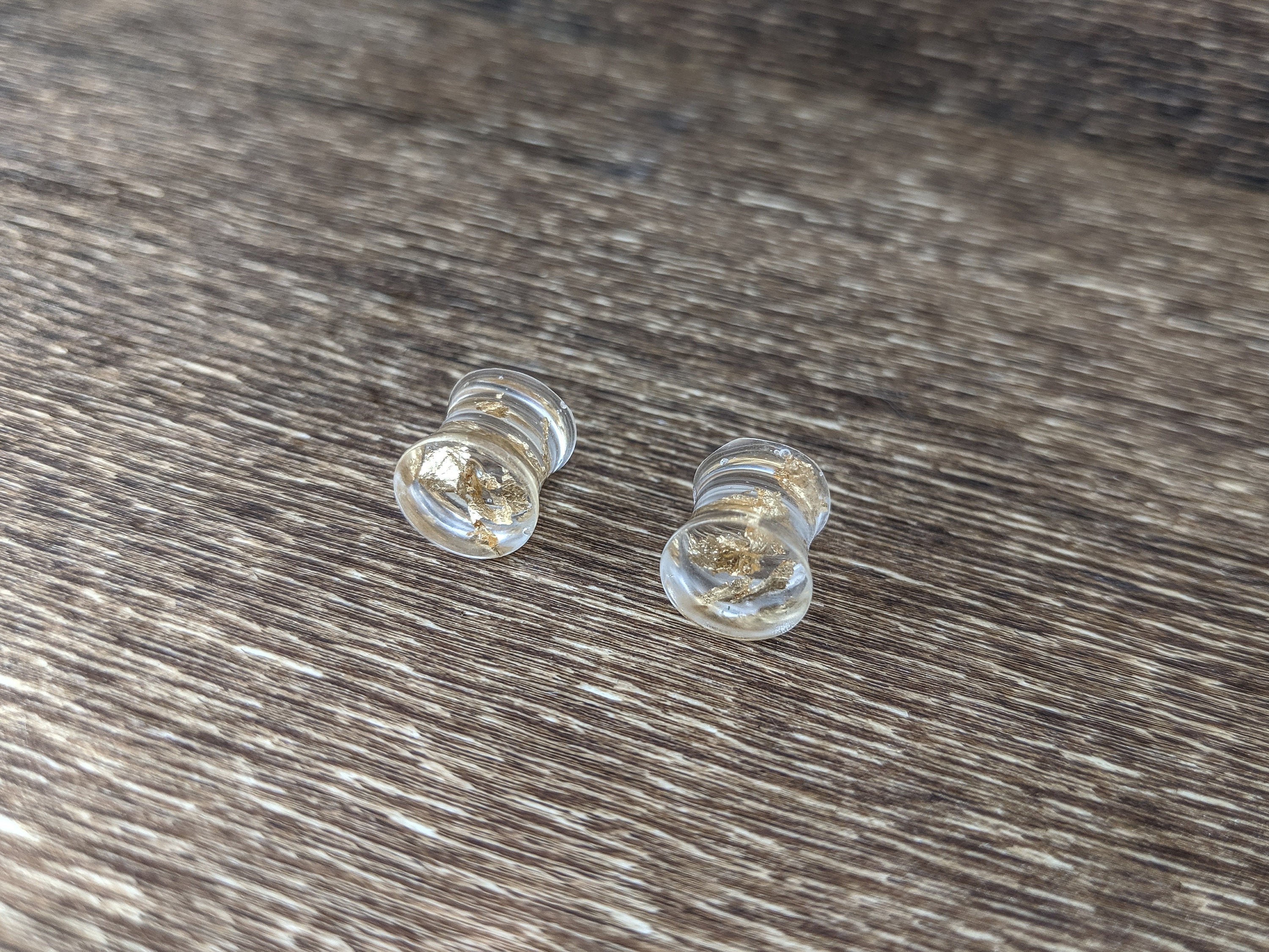 Gold Flake Plugs Real Gold Foil Plugs Gold Gauges Double | Etsy