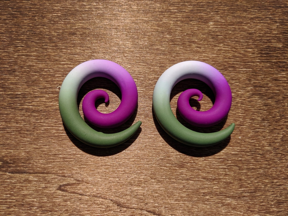 Genderqueer Pride Ombre Gauged Earringslgbtqia Customizable - Etsy