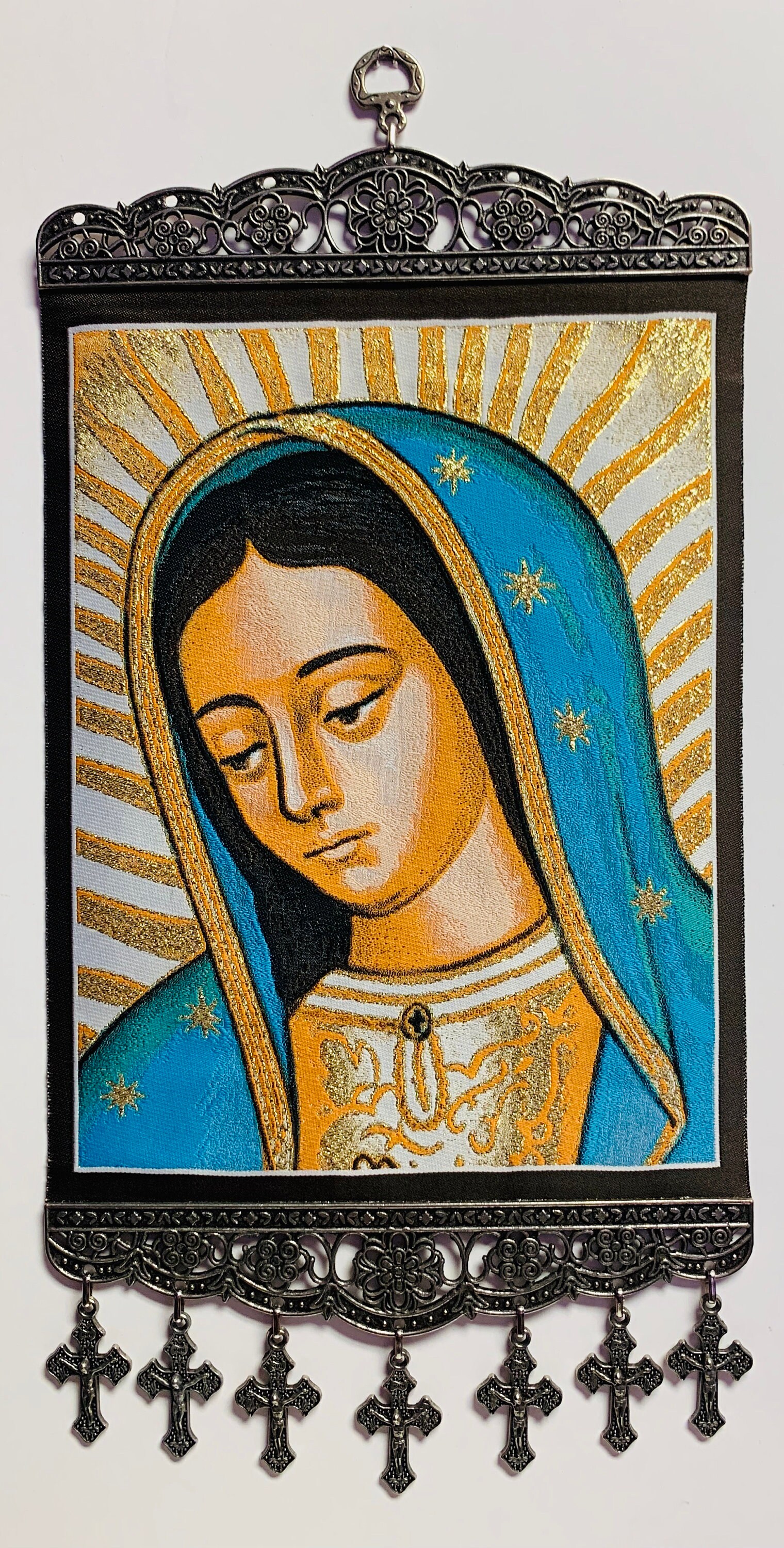 Our Lady of Guadalupe, Christian Icon Tapestry Wall Decor, 8"w X 9 3/4 ...
