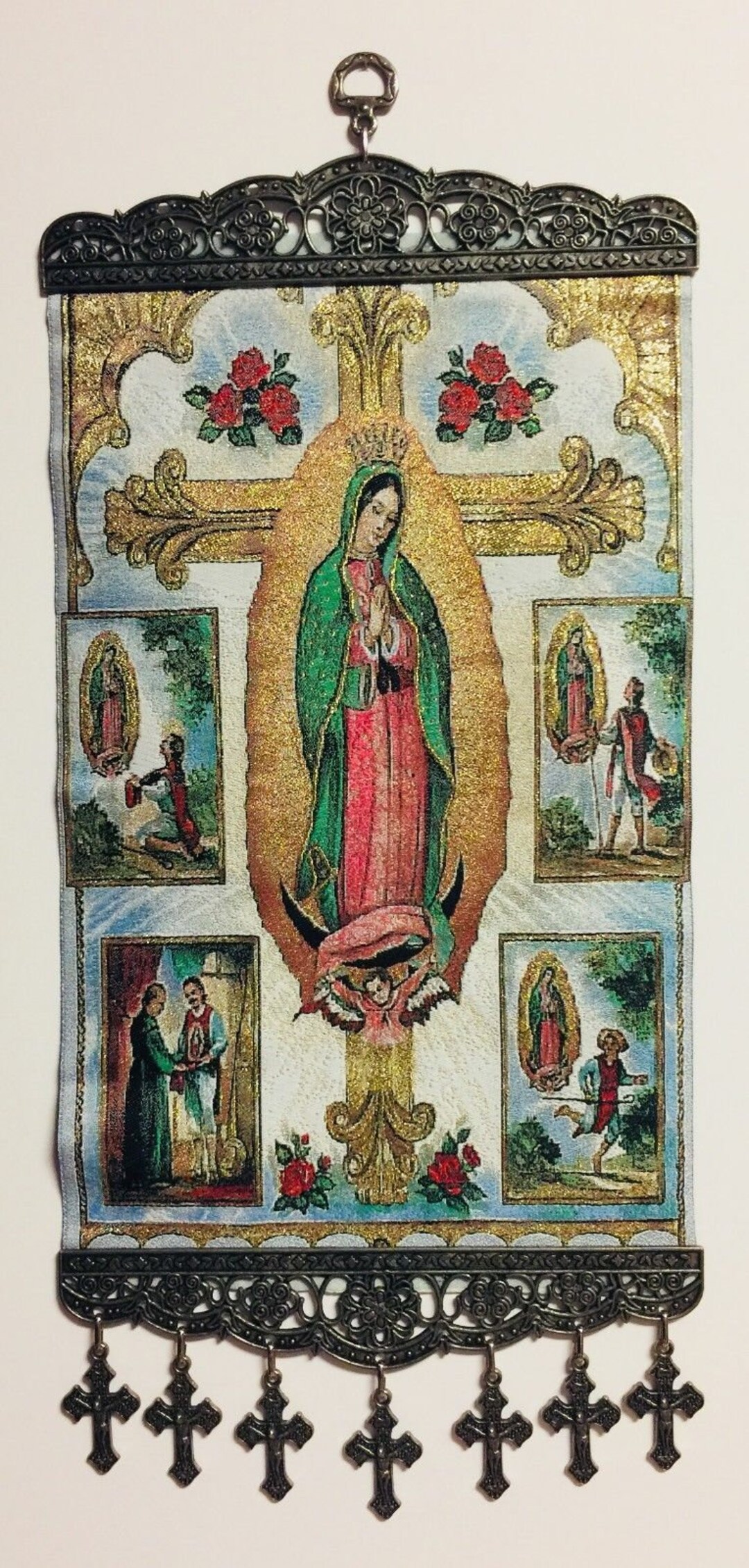 Our Lady of Guadalupe, Christian Icon Tapestry Wall Decor,7 3/4"w X11 1 ...