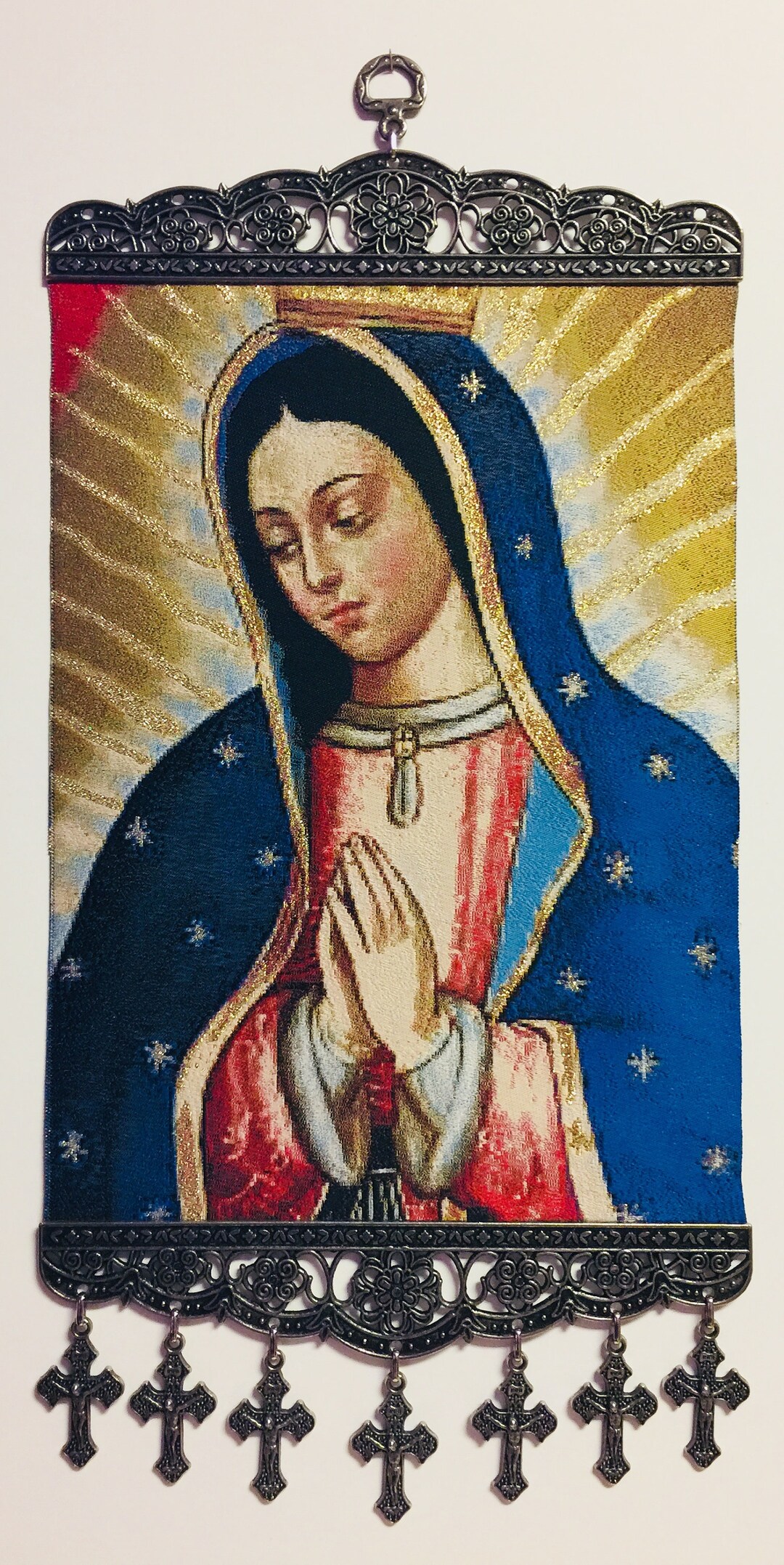 Our Lady of Guadalupe, Christian Icon Tapestry Wall Decor,7 3/4"w X10 1 ...