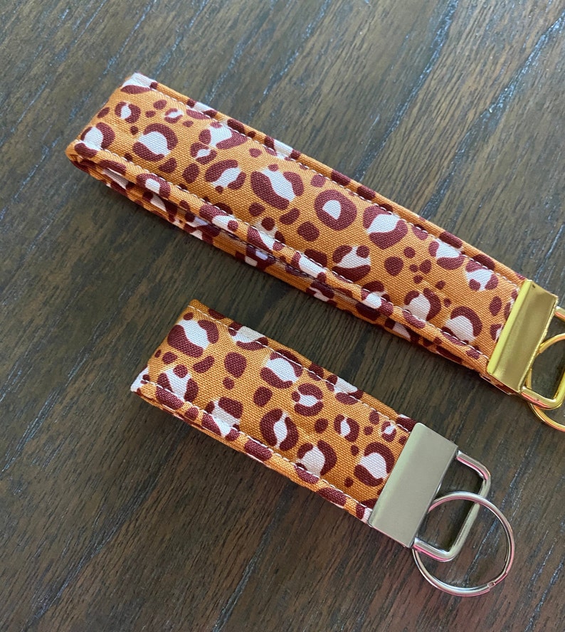 Cheetah Leopard Key Fob Wristlet Cream Maroon Key Chain Fall - Etsy