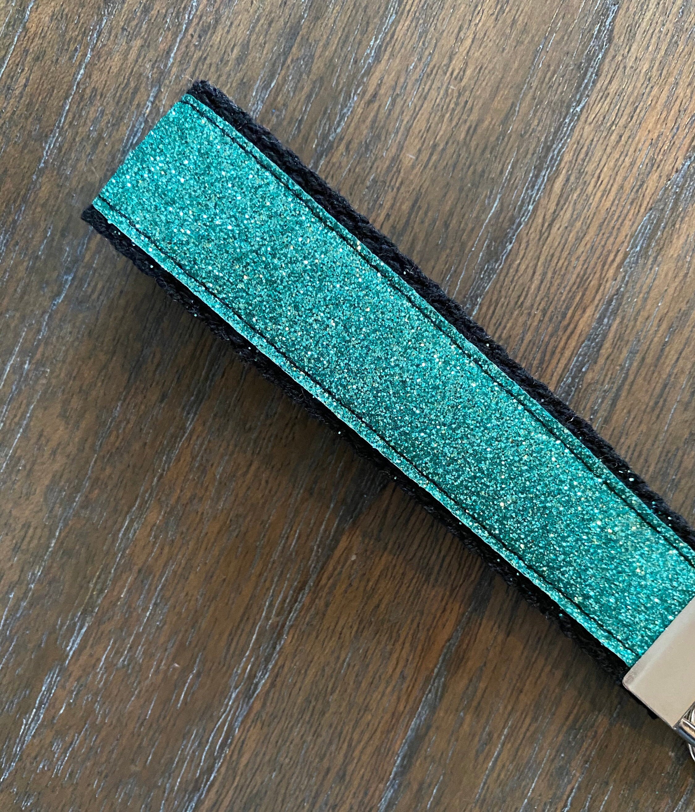 Teal Key Fob Teal Wristlet Glitter Keychain Wristlet Teal - Etsy