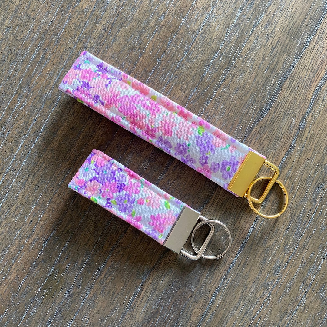 Floral Spring Flowers Blossom Purple and Pink Key Fob Key Chain ...