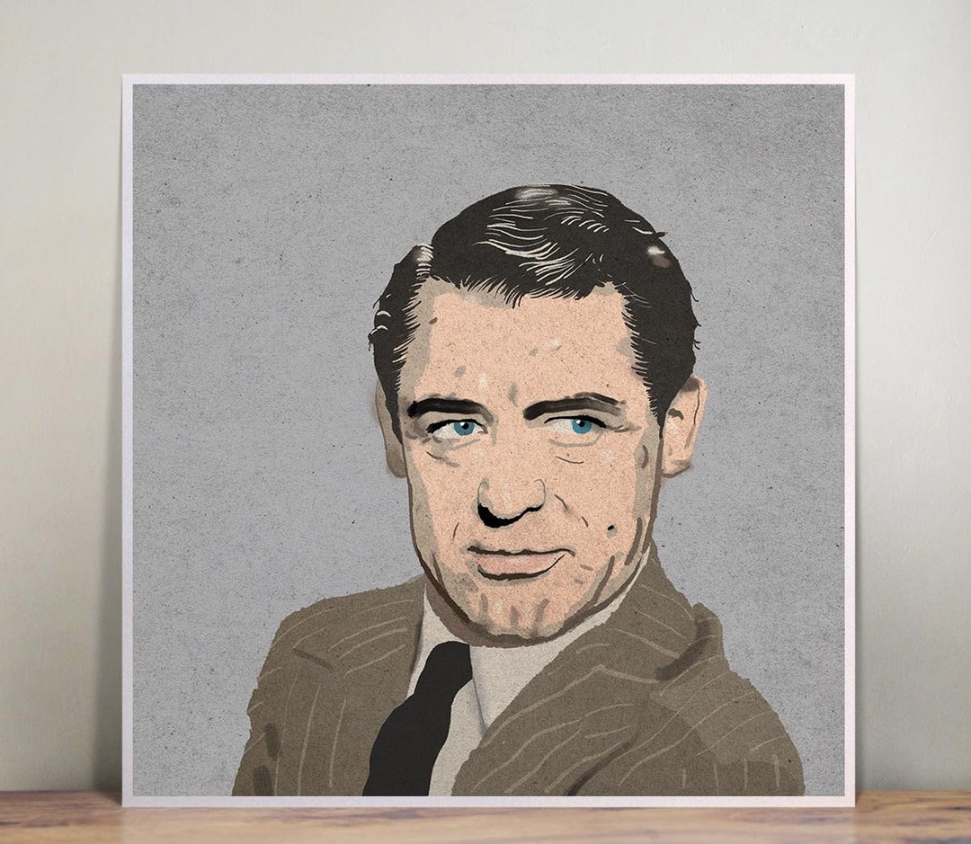 Cary Grant - Illustration - Wall Art - Art Print - Portrait - Home ...