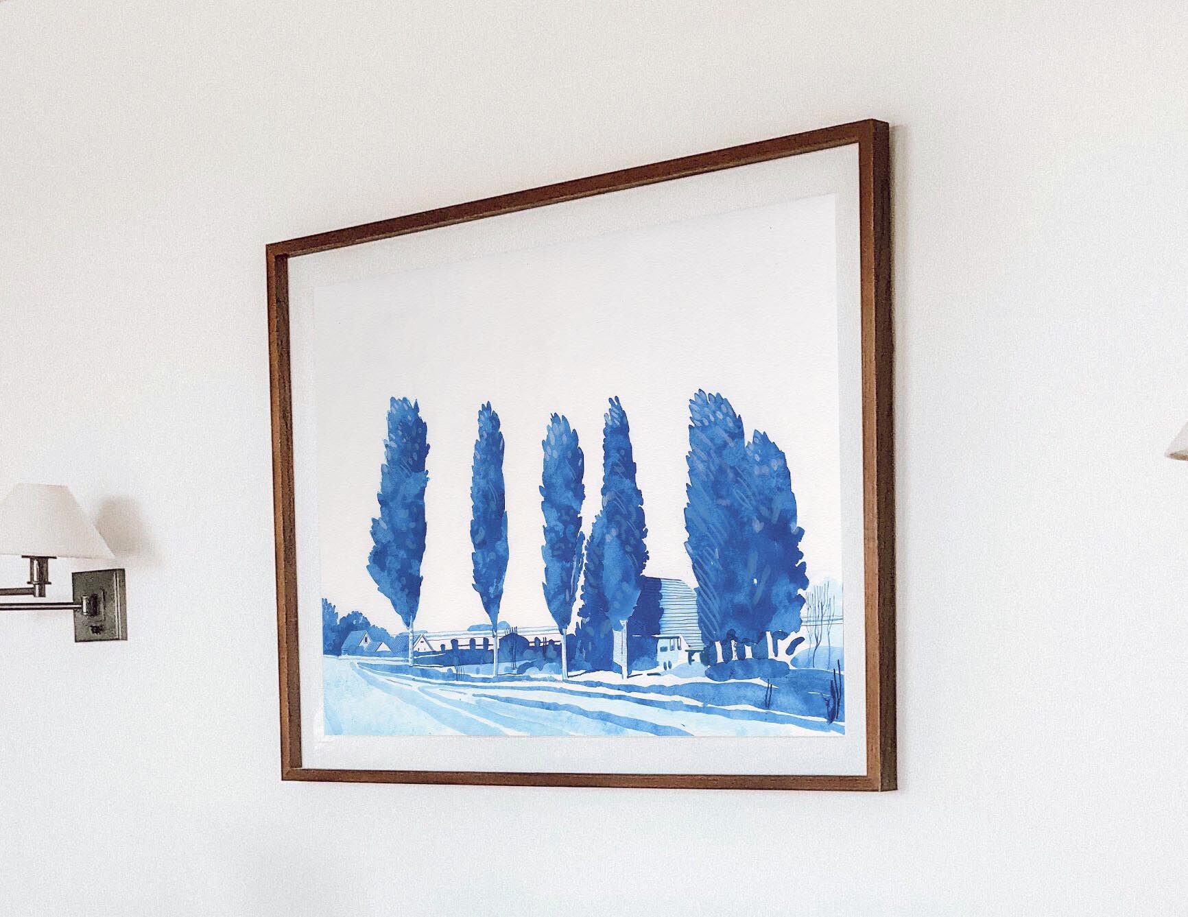 Blue Trees Landscape Illustration Wall Art Art Print - Etsy