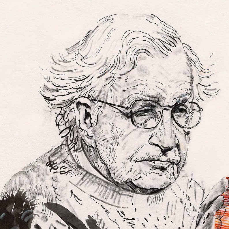 Noam Chomsky Illustration Wall Art Art Print Portrait Etsy