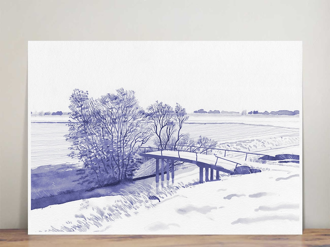 Dutch Landscape - Drawing - Illustration - Wall Art - Art Print - Pen ...