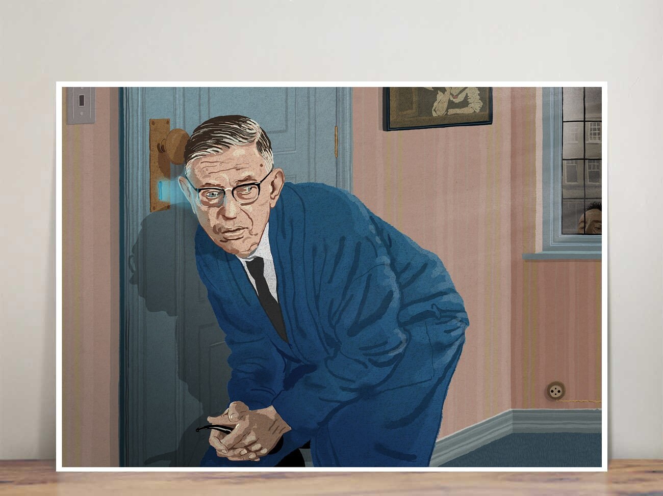 Jean-paul Sartre - Illustration - Wall Art - Art Print - Portrait ...