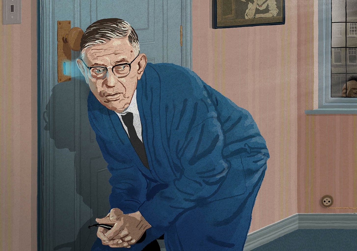 Jean-paul Sartre - Illustration - Wall Art - Art Print - Portrait ...