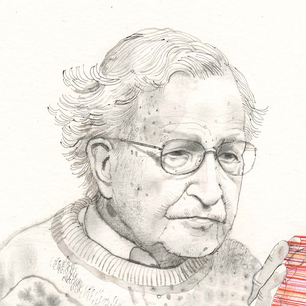 Noam Chomsky ilustración arte de pared impresión de arte retrato ...