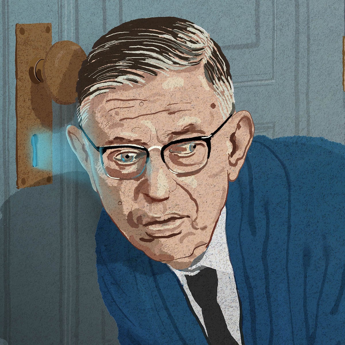 Jean-paul Sartre - Illustration - Wall Art - Art Print - Portrait ...