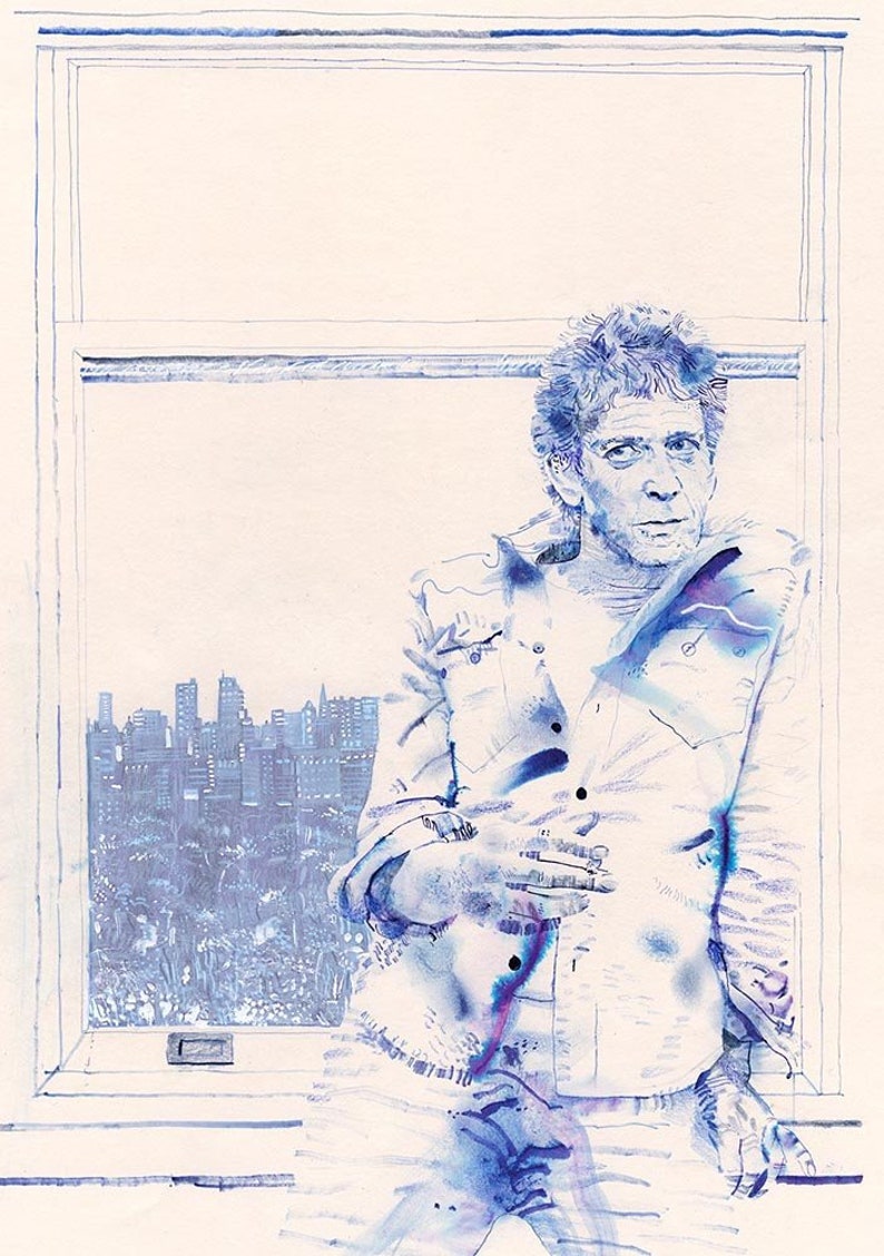 Lou Reed - Illustration - Wall Art - Art Print - Portrait - Home Decor ...