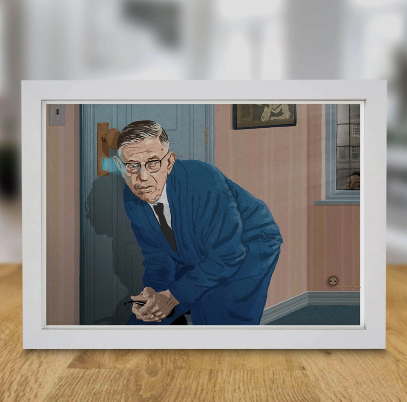Jean-paul Sartre - Illustration - Wall Art - Art Print - Portrait ...