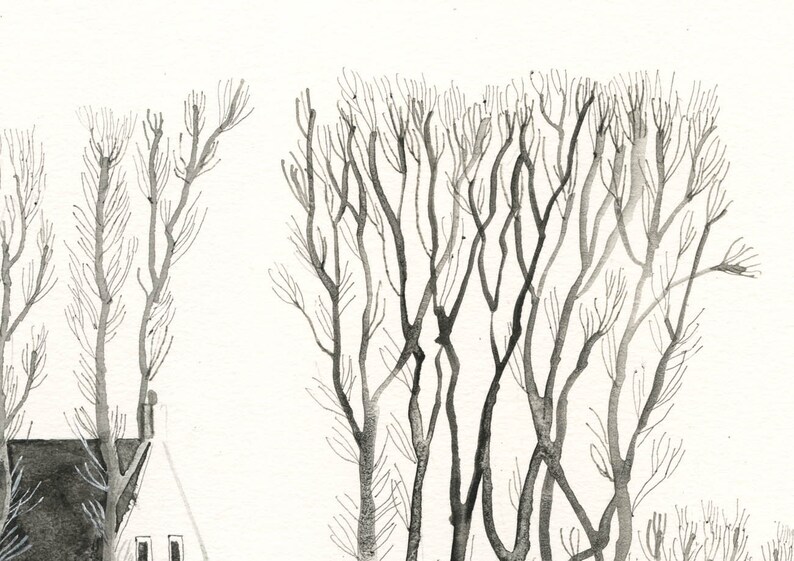 Dutch Landscape - Drawing - Illustration - Wall Art - Art Print - Pen ...