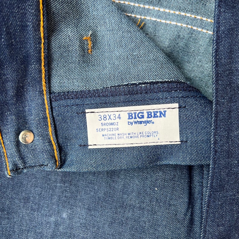 Vintage NWT 70s 38x34 Wrangler Big Ben Carpenter Jeans Deadstock, Rigid Dark Wash Denim - Etsy