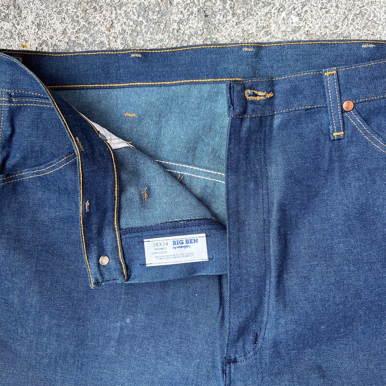 Vintage NWT 70s 38x34 Wrangler Big Ben Carpenter Jeans Deadstock, Rigid ...