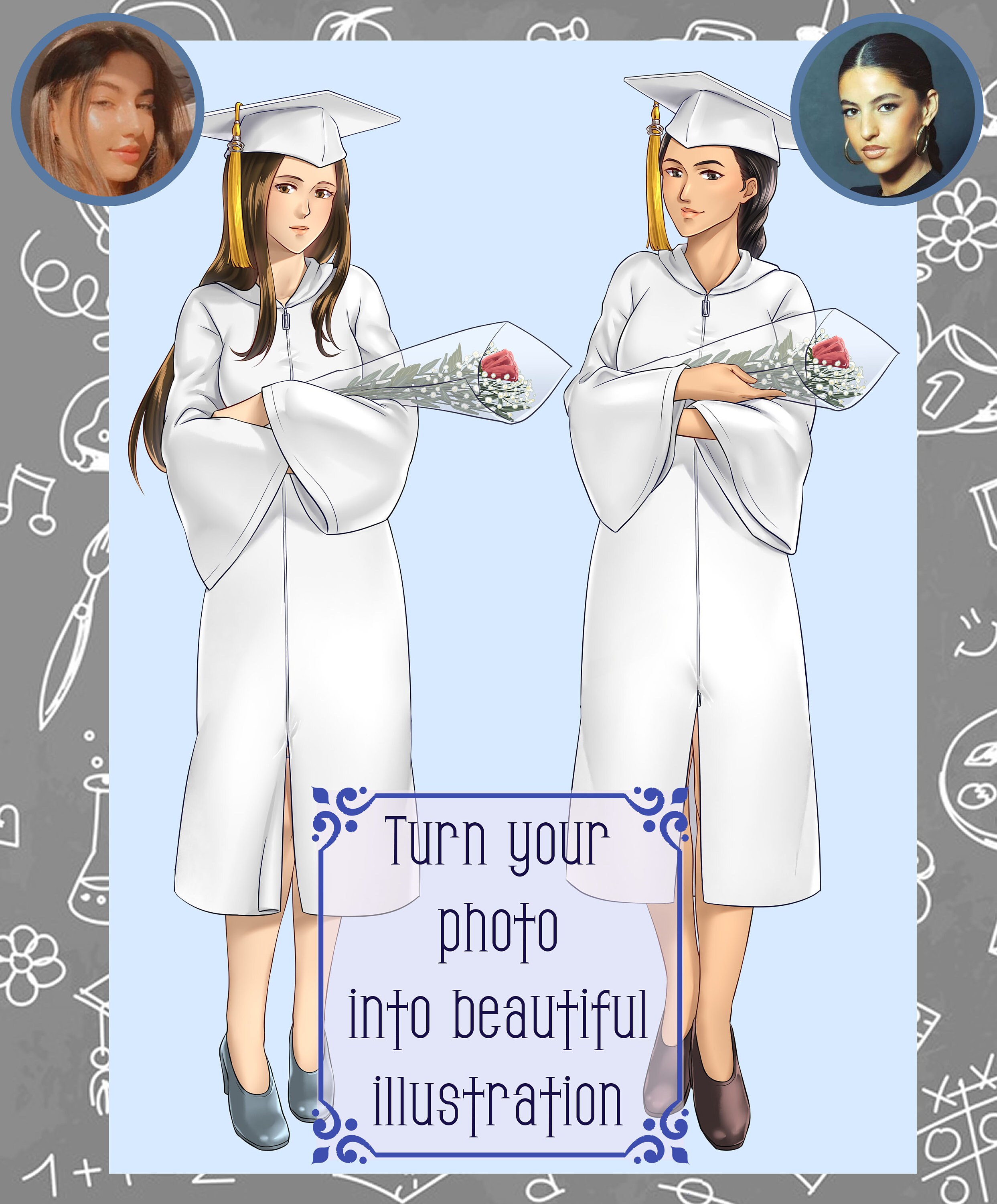 Portrait Half/full Body Anime or Semi Realistic Style - Etsy