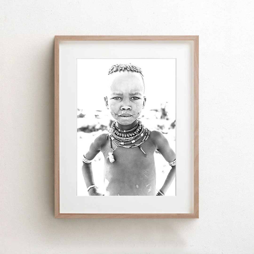 Hamar Tribe Boy Photographic Portrait, 8x10 Wall Art Print, Black and ...