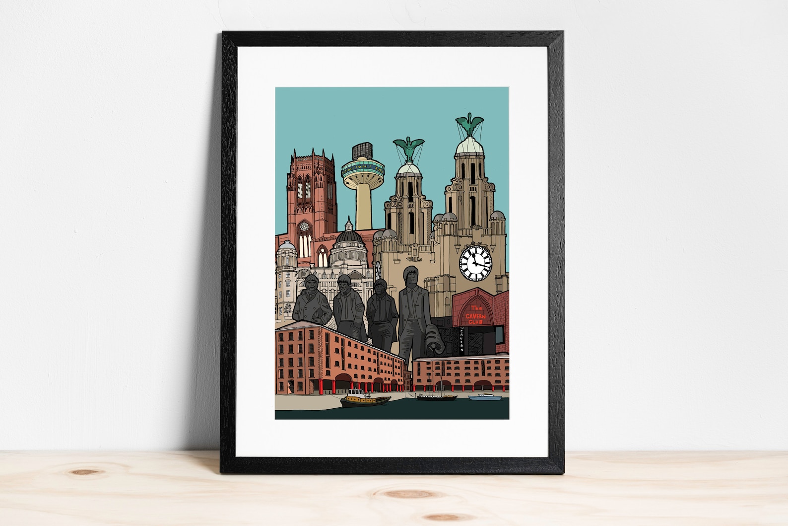 Liverpool Cityscape - Print in Colour (featuring Landmarks & the ...