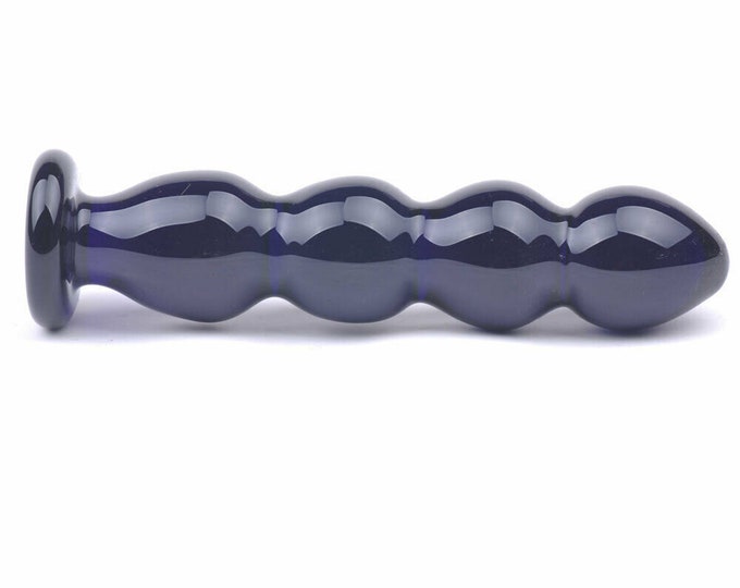 Black Anal Beads Glass Dildo With Balled Shaft Etsy