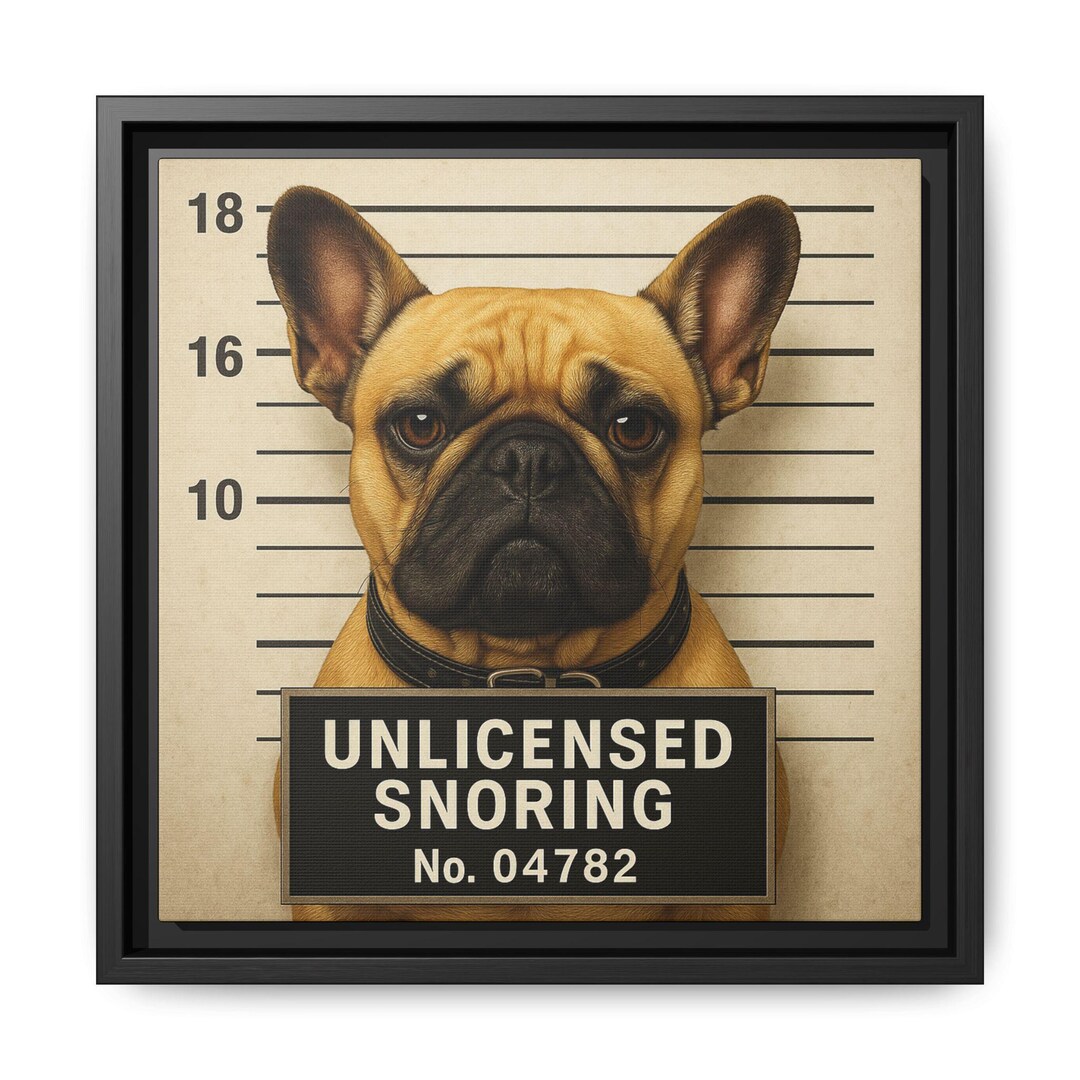 Framed French Bulldog Mugshot Art, Funny Pet Home Decor - Etsy