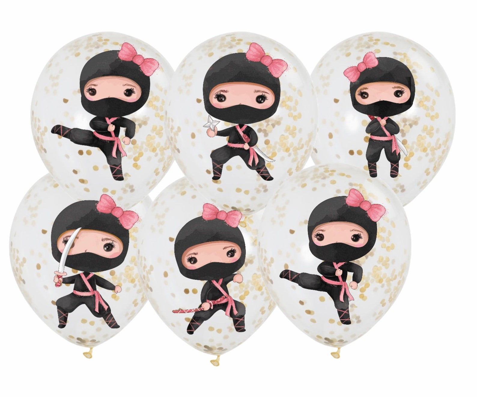 Girl Ninja Balloon Stickers Ninja Party Supplies | Etsy