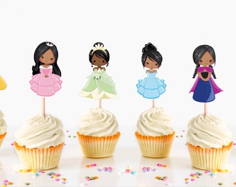 24 Little African American Princess Cupcake Toppers, DIY - Etsy