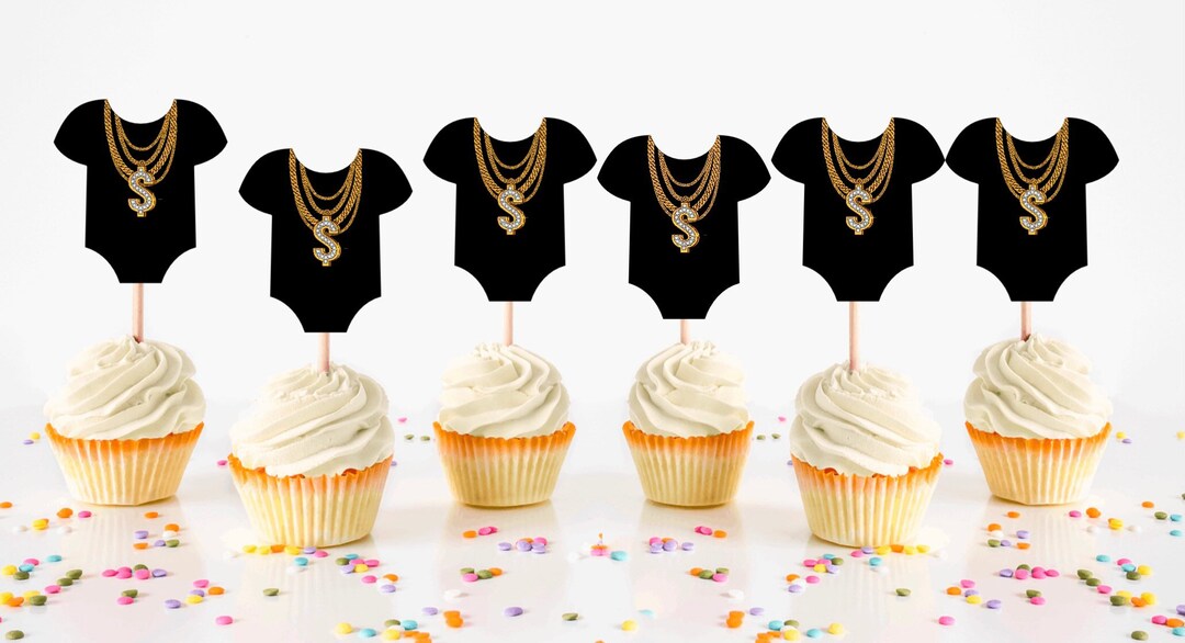 Hip Hop Baby Suit, Bodysuit Cupcake Toppers, Notorious One Cupcake ...